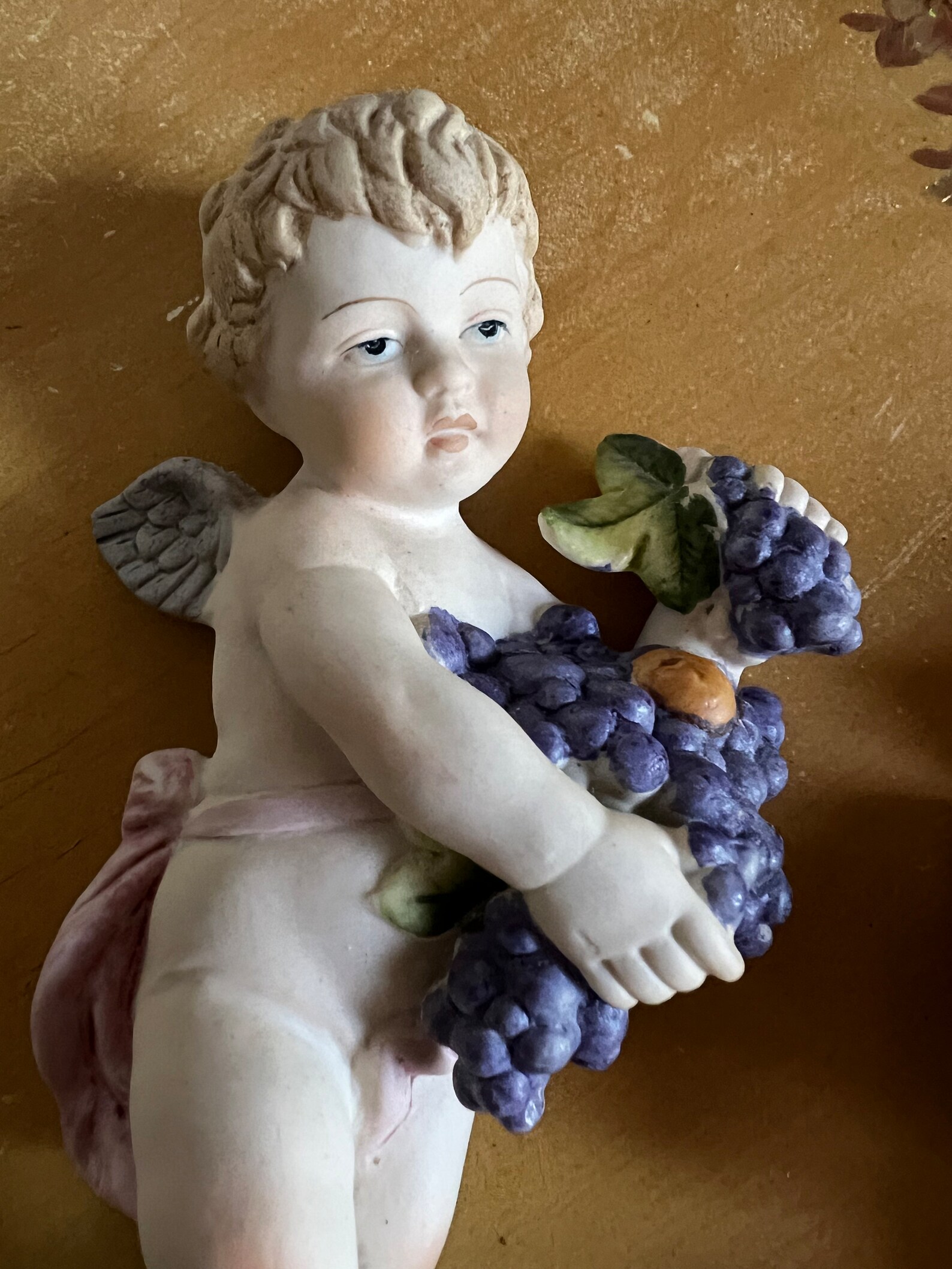 Vintage Ceramic Bisque Pair of Cherubs With Grapes Wall - Etsy