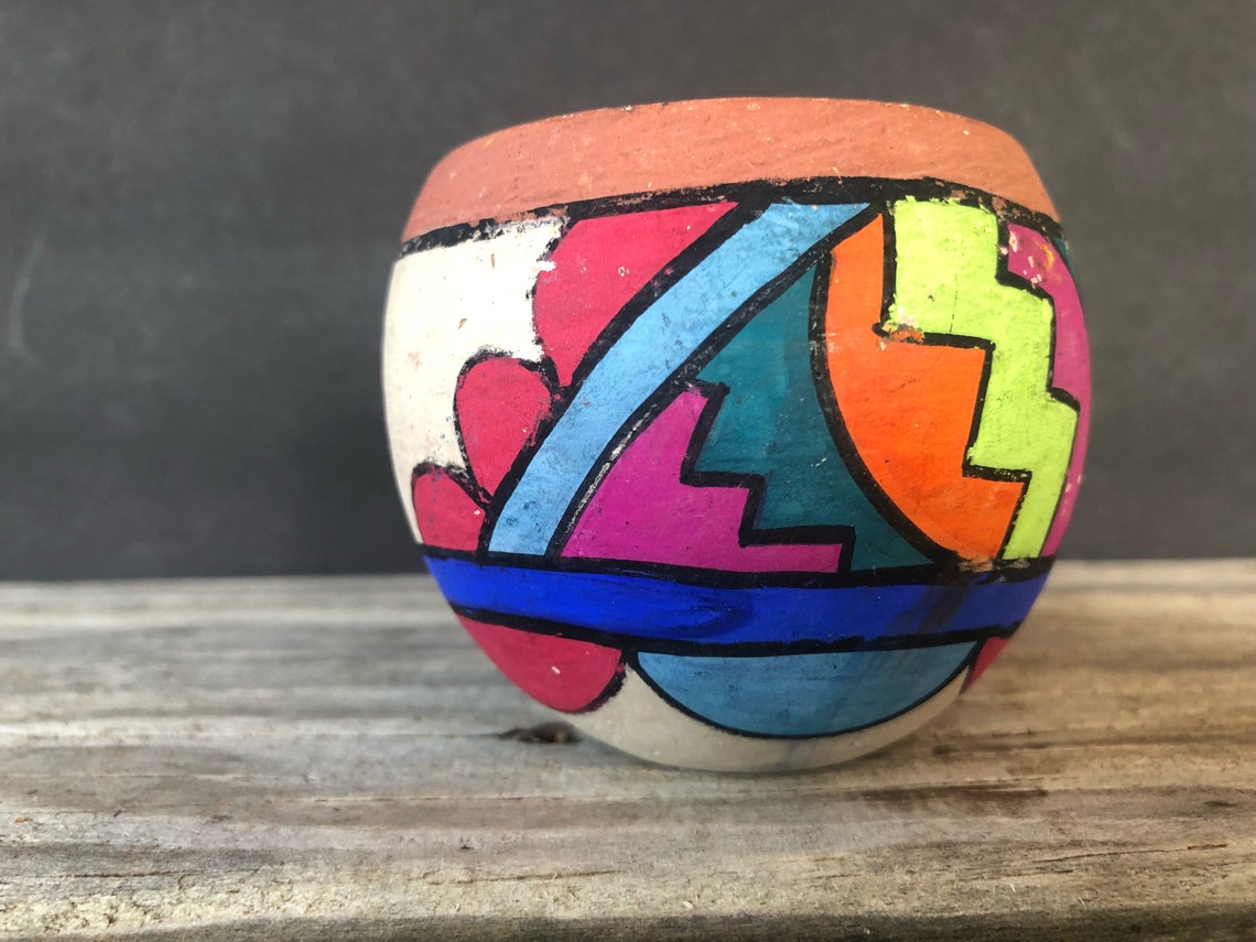C1950's Native American Pottery Pueblo Poster Paint Jar Jemez/tesuque ...