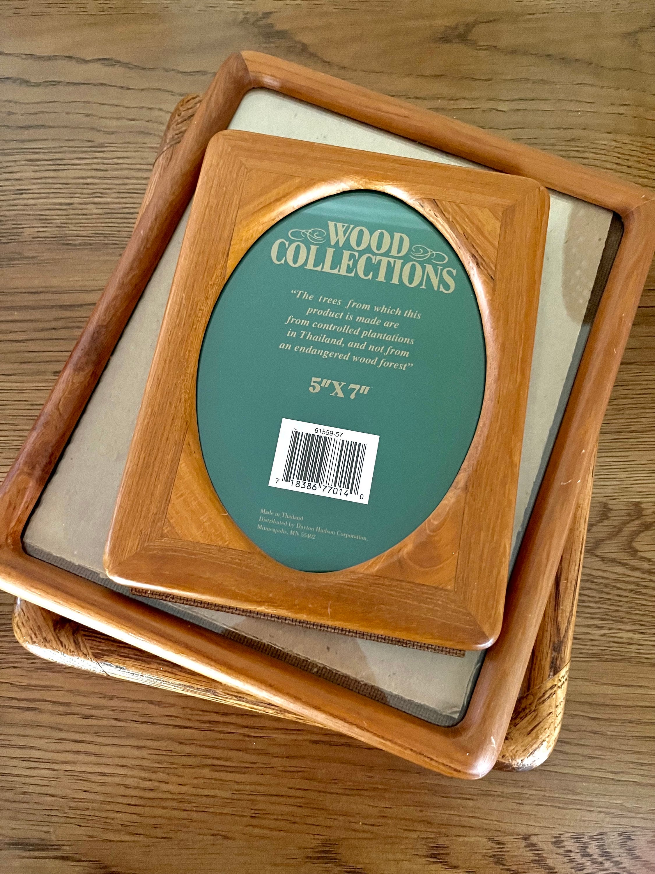 Vintage 5x7 Teak Wood Picture Frame Rectangle Oval 2 Toned - Etsy