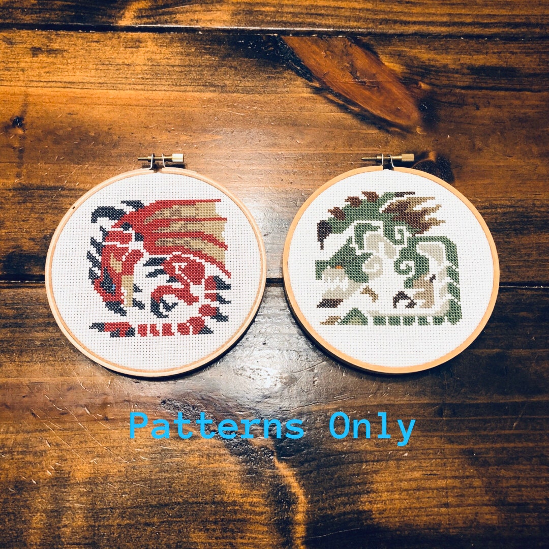 Monster Hunter Rathalos and Rathian Cross Stitch Pattern Bundle, PDF ...