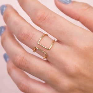 Open Bar Ring Bar Ring Gold Bar Ring Parallel Bar Ring - Etsy