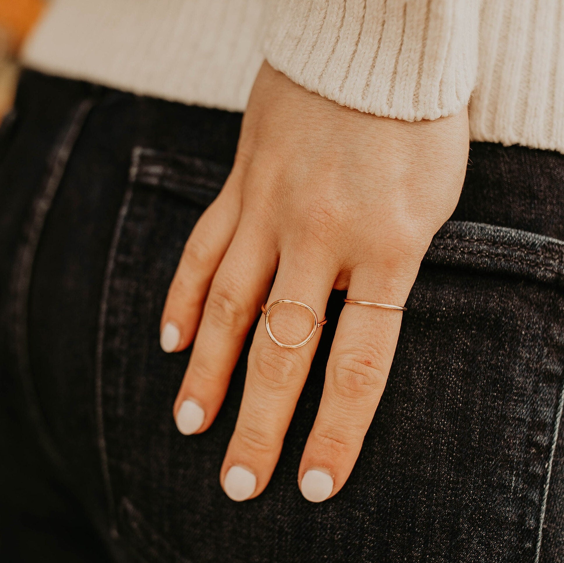 Gold Karma Ring Circle Ring Large Circle Ring Karma | Etsy