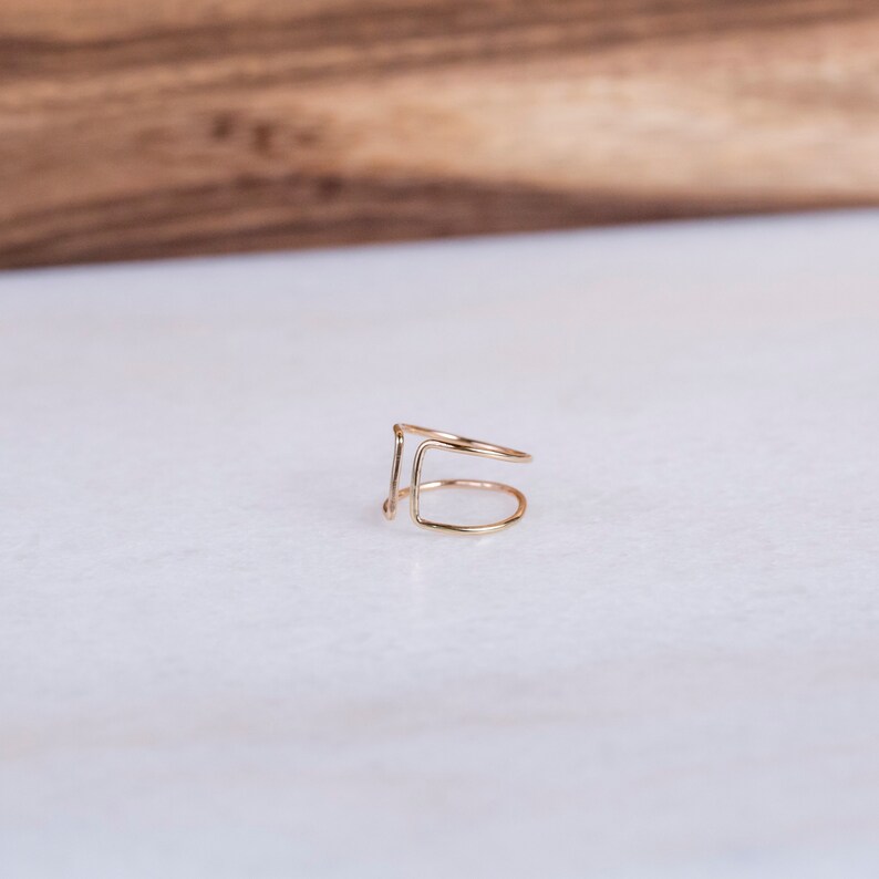 Open Bar Ring Bar Ring Gold Bar Ring Parallel Bar Ring - Etsy