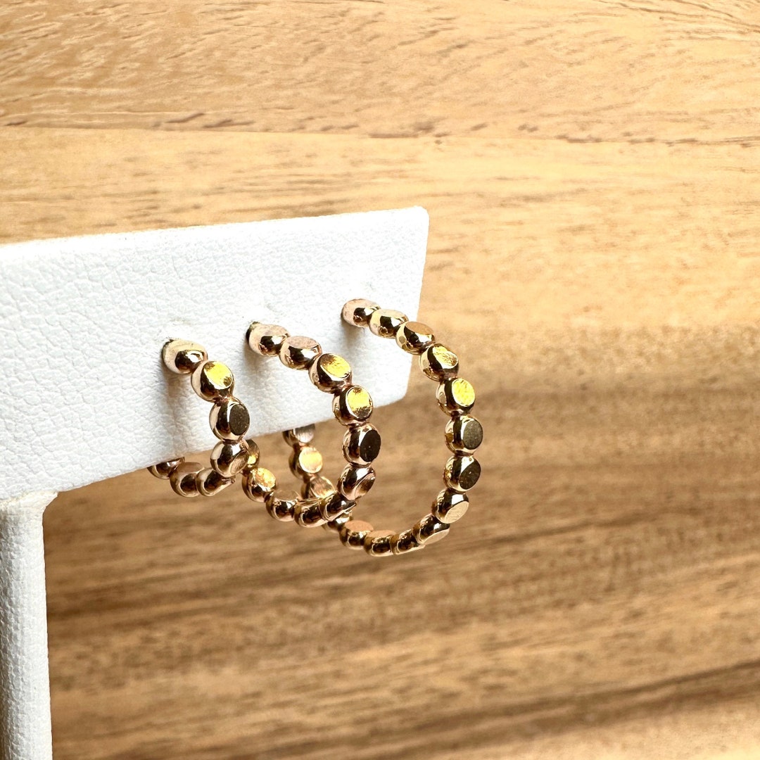 Gold Tiny Dot Hoop Earrings - Three Sizes - Etsy