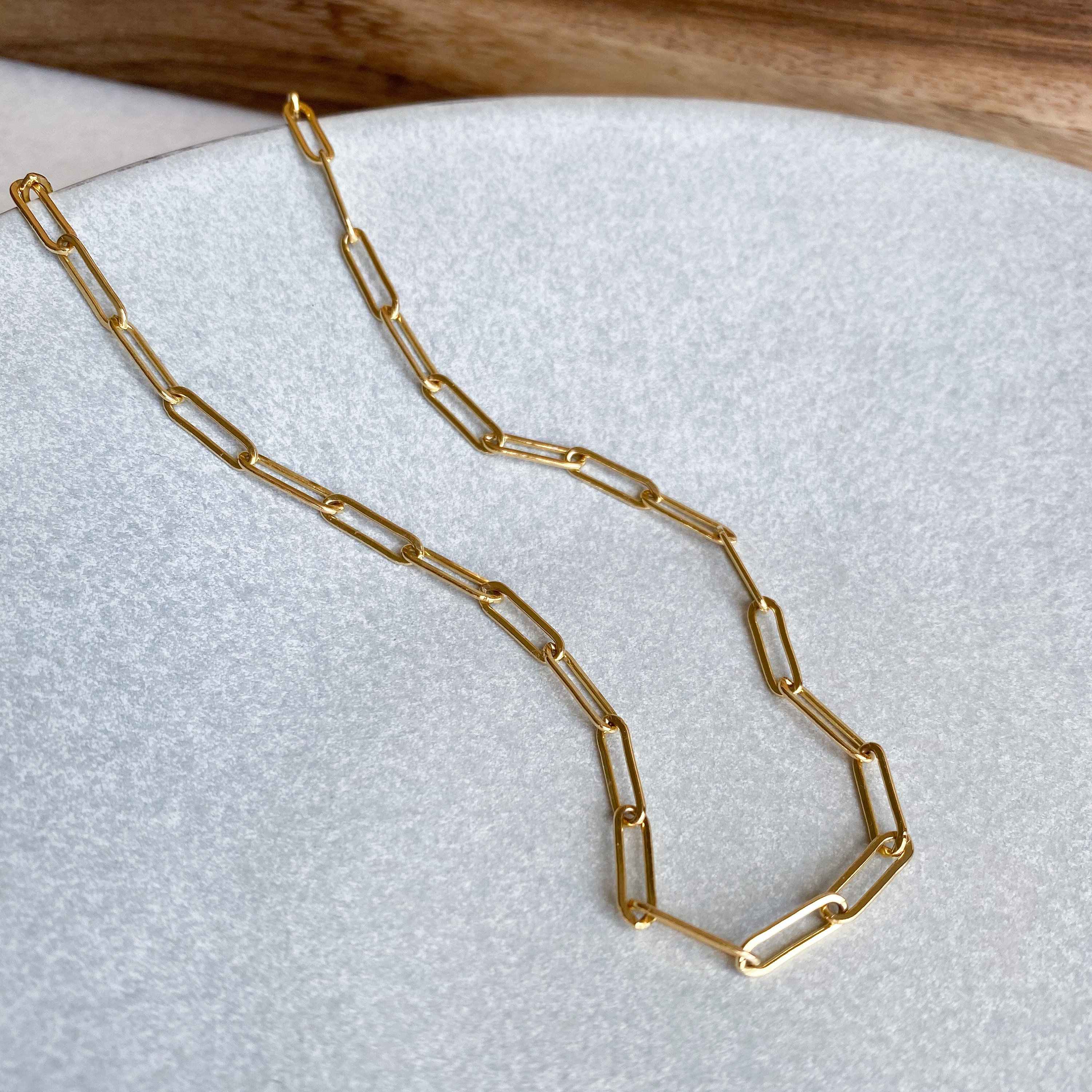 Paperclip Chain Necklace Solid 14K Gold Fill Ladies Rectangle - Etsy