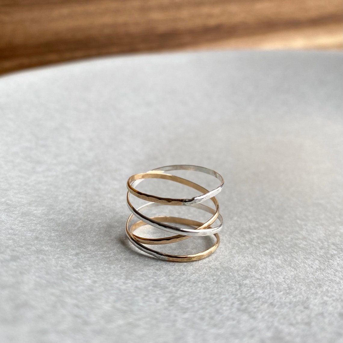 Mixed Metal Wrap Ring Wraparound Ring Gold or Sterling - Etsy