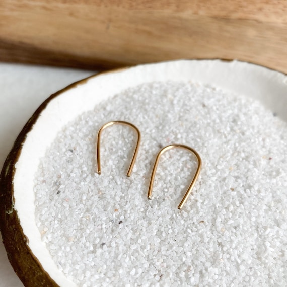 Open Hoop Earrings Minimalist Earrings Gold U Earrings | Etsy