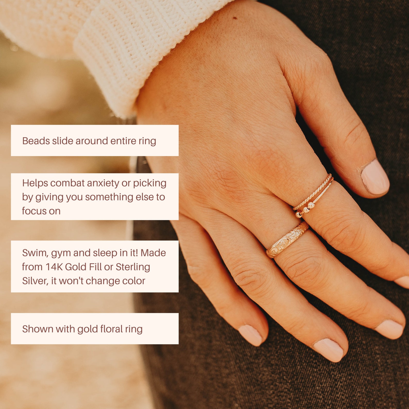 Fidget Anxiety Ring SET Stackable Anxiety Ring Spinner, Fidget Anxiety ...