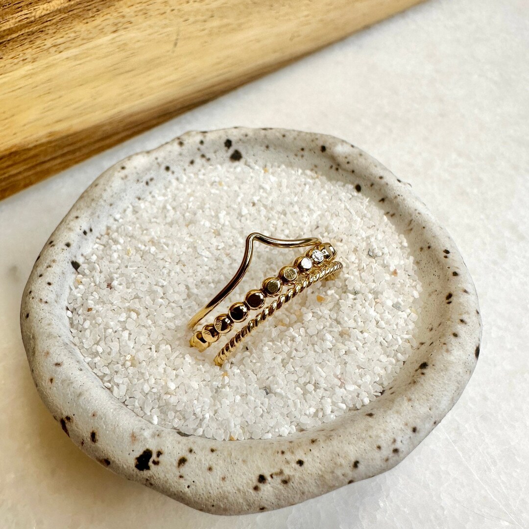 Gold Peak Bead Stacking Ring Set, Thick Stacking Ring Set, Statement ...