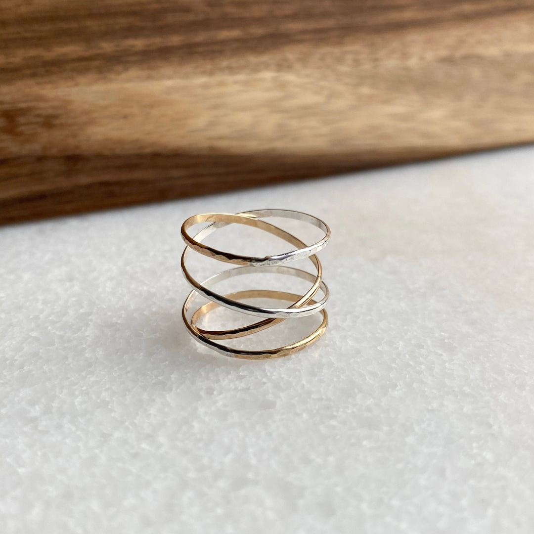 Mixed Metal Wrap Ring, Wraparound Ring, Gold or Sterling Silver Ring ...