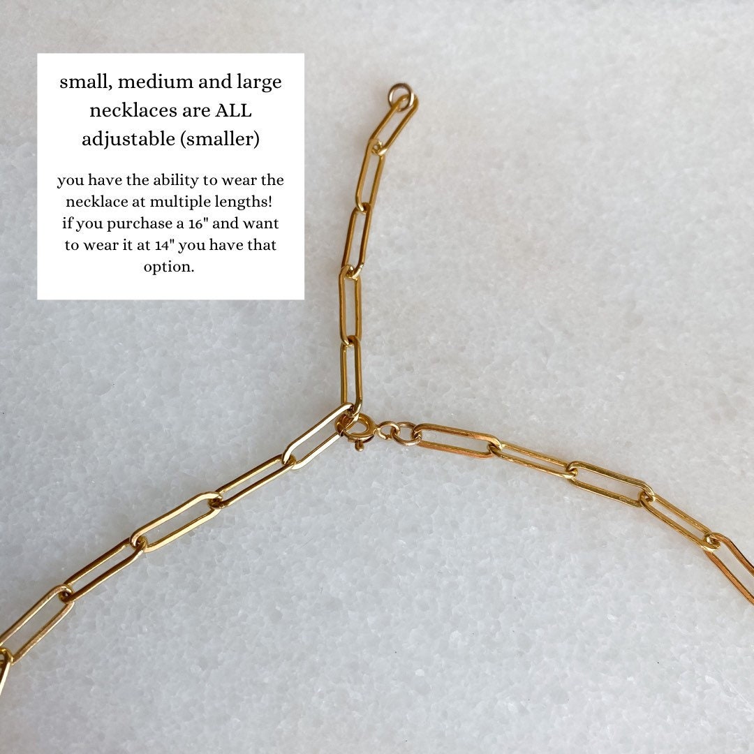 Paperclip Chain Necklace Solid 14K Gold Fill Ladies Rectangle | Etsy
