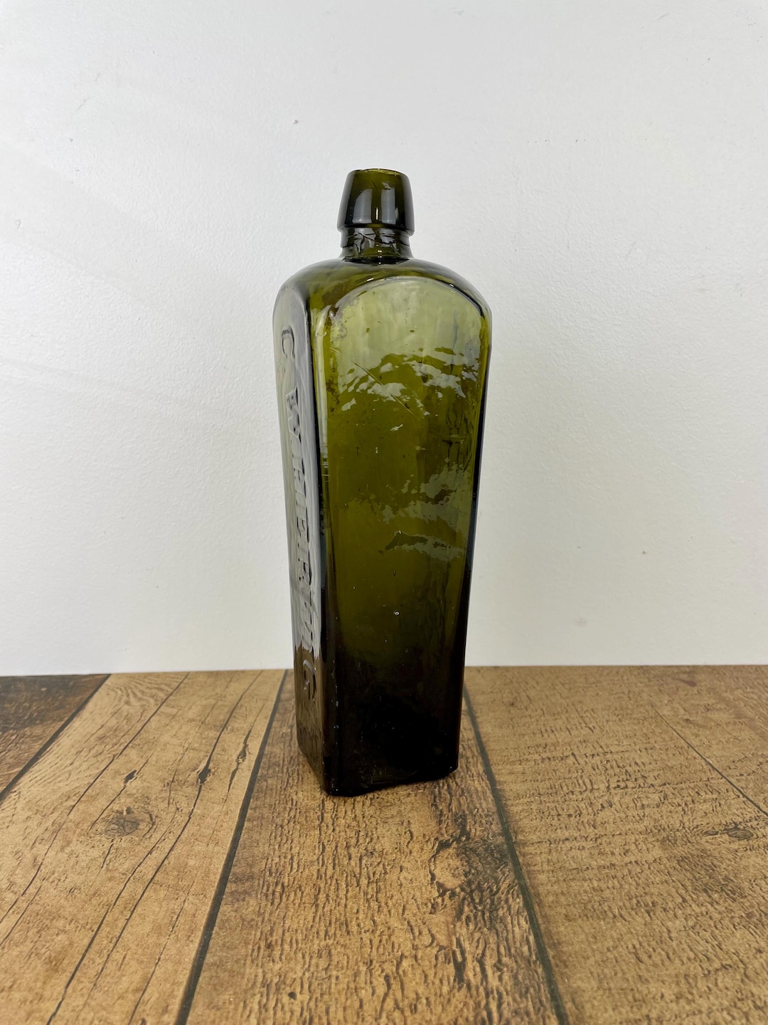 Antique Gin Bottle, C.W. Herwig, 1800s, Dutch, Dark Olive Green, Mold ...