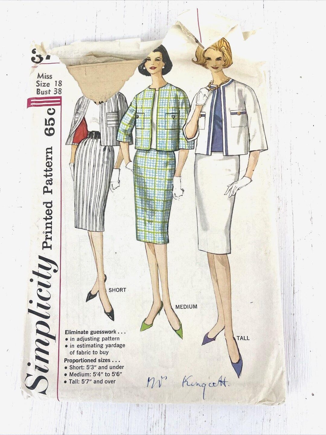 Vintage Sewing Pattern, Simplicity 3784, 1960s, Pencil Skirt, Short ...