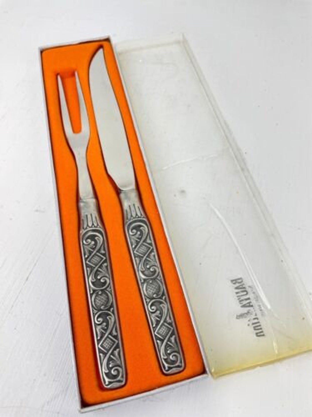 Norwegian Pewter Serving Utensils, Fork, Knife, Hardanger Sylvplett ...