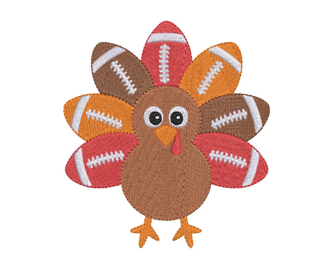 Fall Embroidery Design Football Turkey Design, Thanksgiving, Autumn ...
