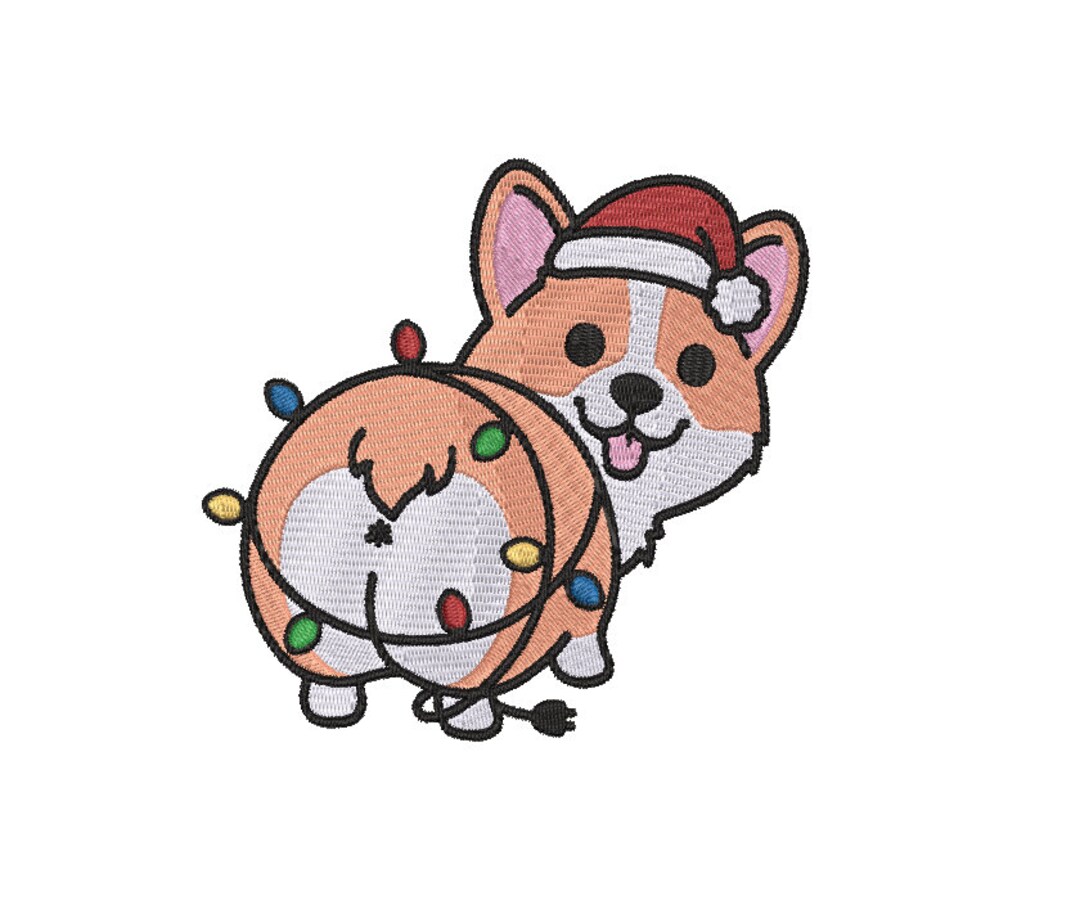 Christmas Corgi Machine Embroidery File Design, Holiday Dog, Digital ...