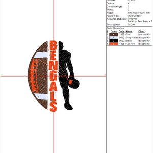 Cincinnati Bengals Football Machine Embroidery File Design Sports ...