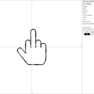 Middle Finger Machine Embroidery File Design, Middle Finger Outline ...