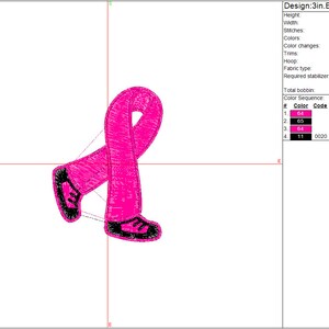 Breast Cancer Awareness Ribbon Machine Embroidery File Walk for Cure ...