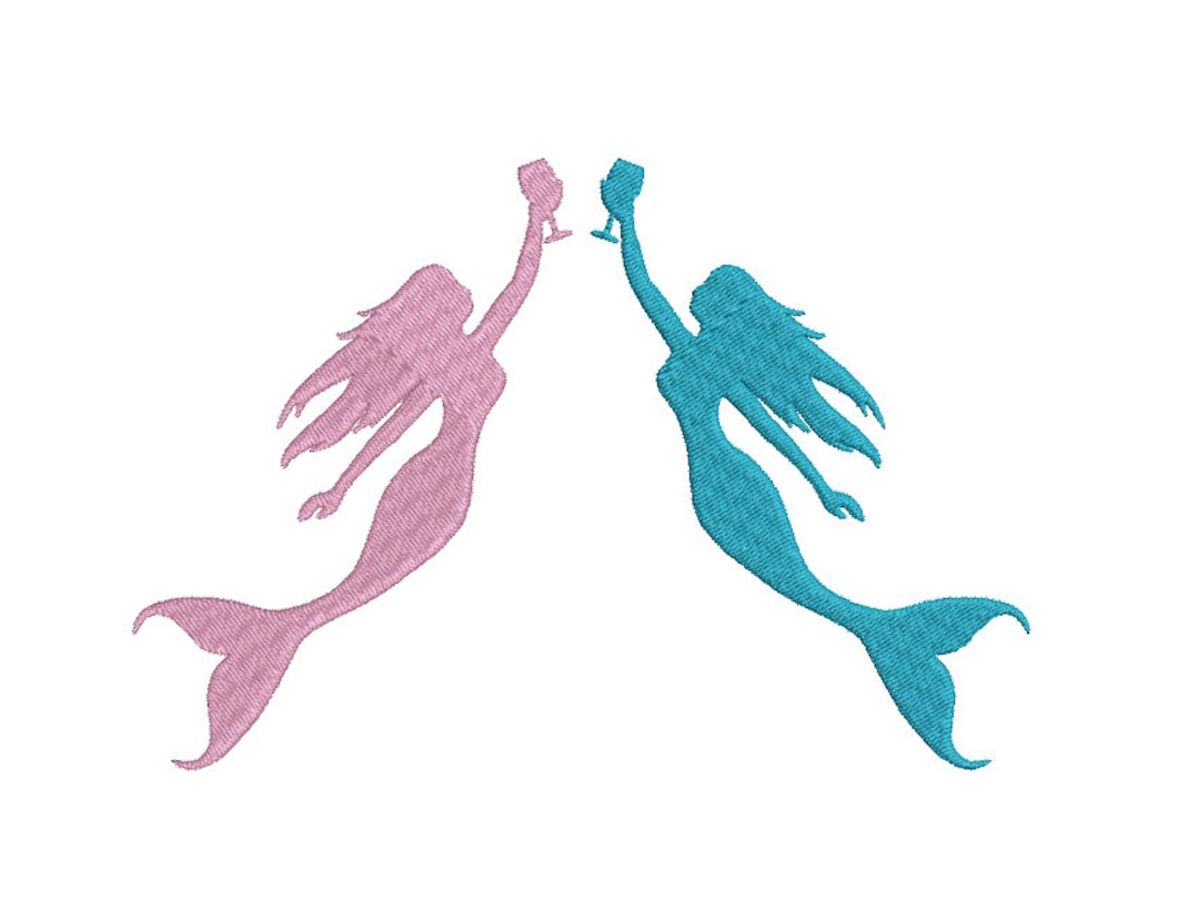 Mermaid Besties Machine Embroidery File Design, Girlfriends Mermaid ...
