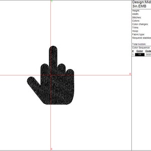 Middle Finger Machine Embroidery File Design, Middle Finger Outline ...