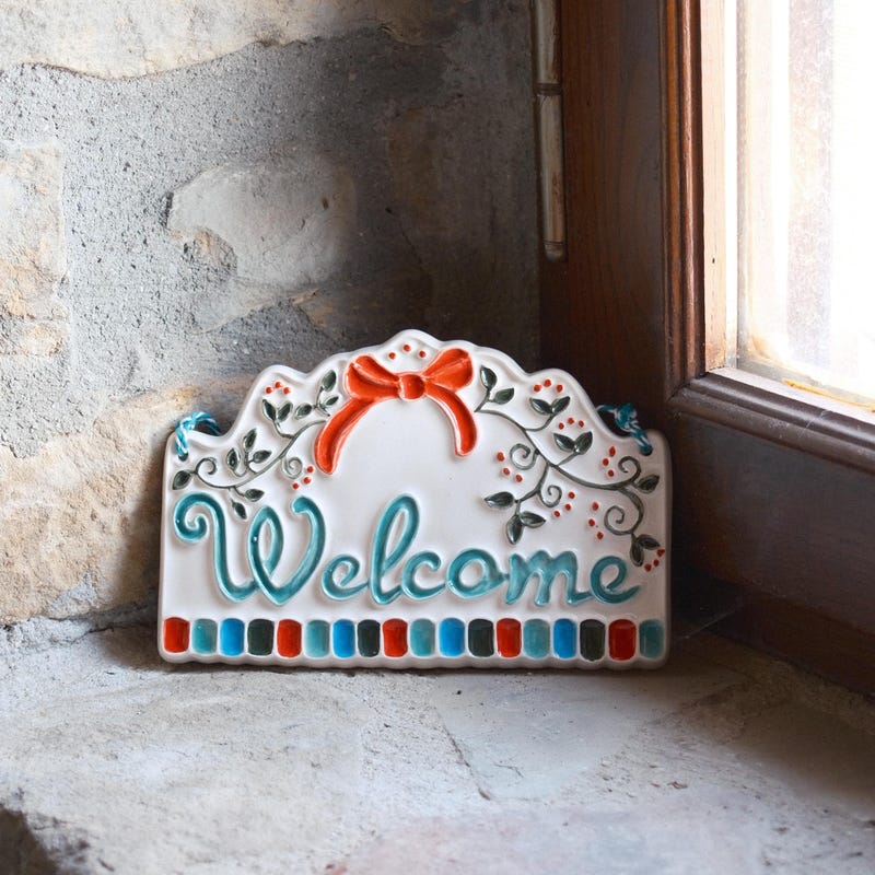 Ceramic Welcome Sign - Etsy UK