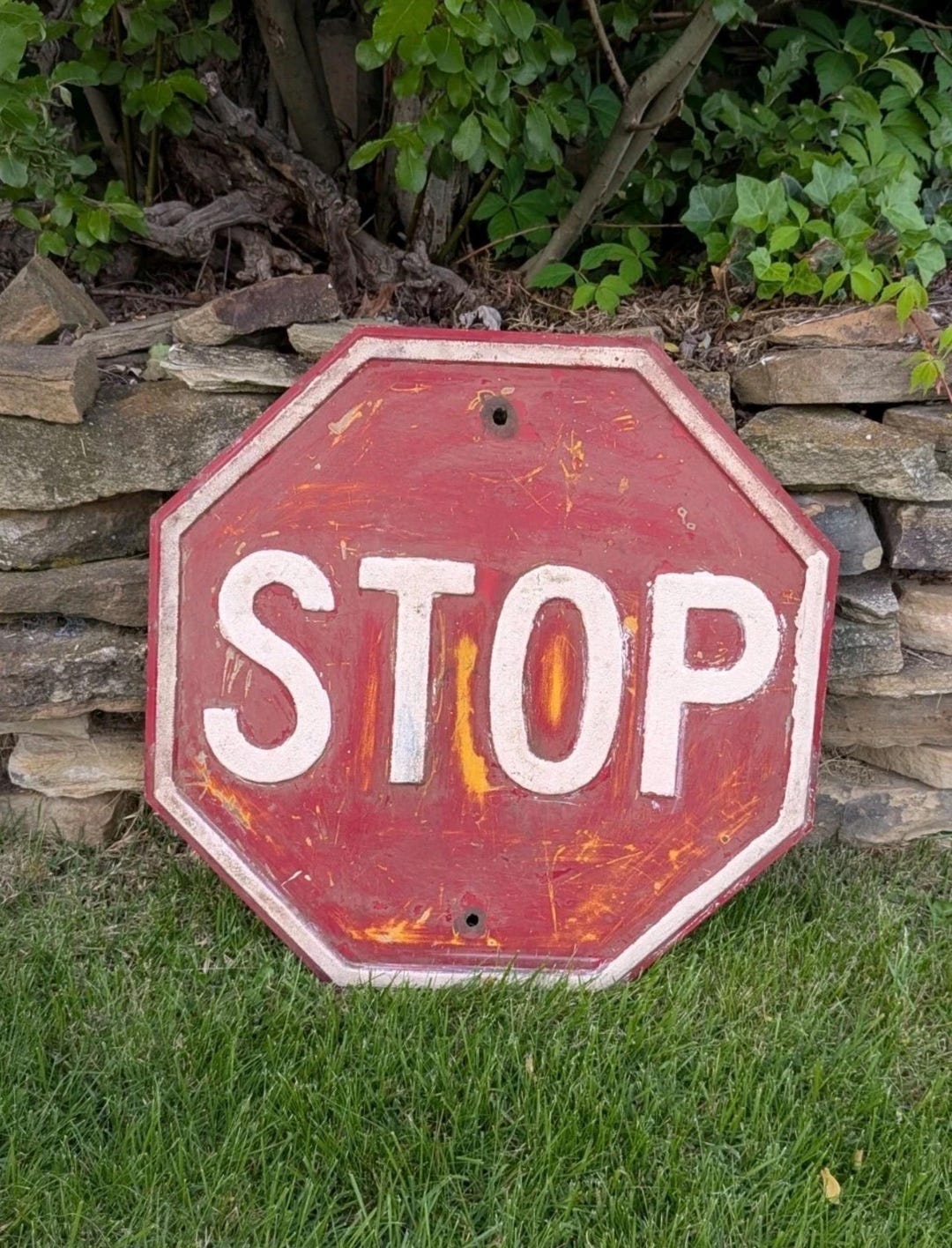 1950s Retired Yellow Embossed Stop Sign Painted to Red & White - Etsy