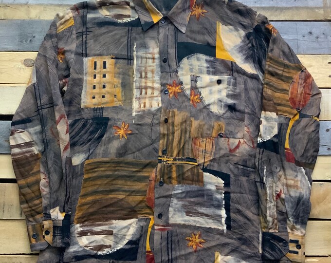 Vintage 80s Alan Stewart Abstract Button Shirt Size Large Made in USA ...