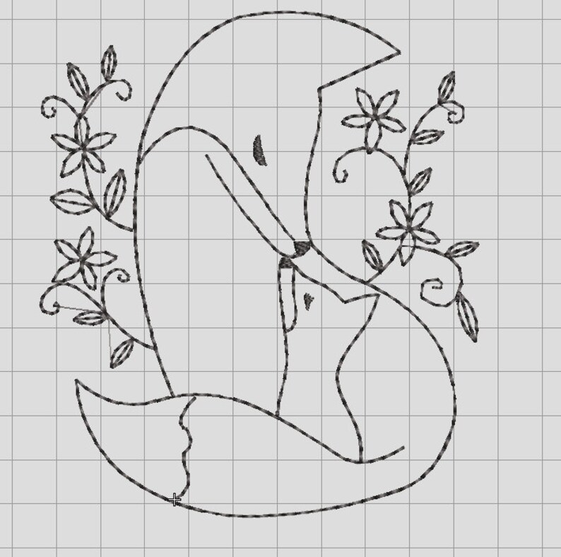 Fox Embroidery Design, Floral Wild Animal, Fox Vintage Stitch, Fox ...