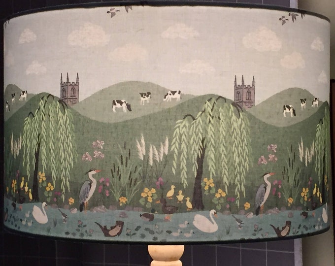 New Lampshade River Scene. Handmade Fabric Ceiling or Table 40cm Shades ...