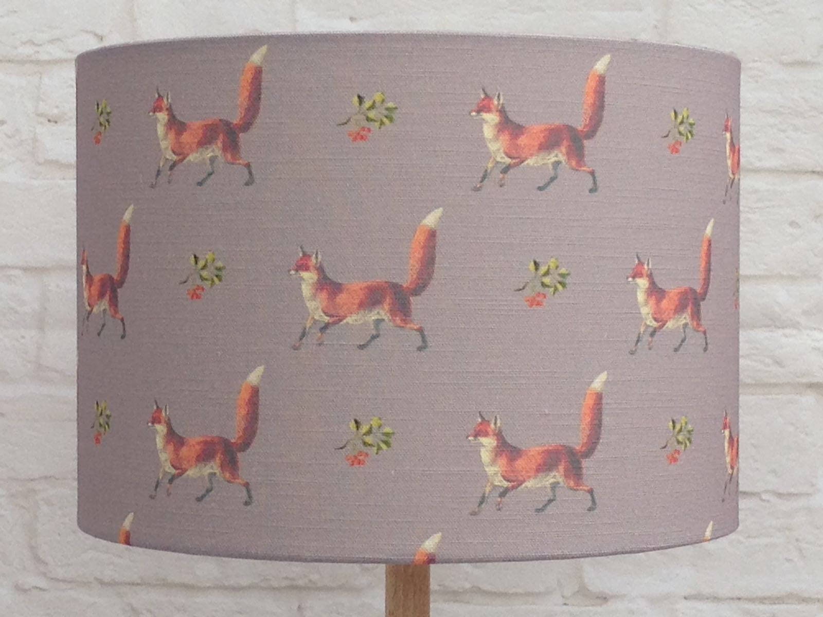 Red Fox Fabric Lampshades Handmade in This Taupe Fabric, Ceiling or ...