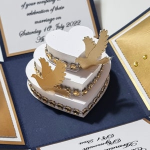Navy Blue & Gold Exploding Wedding Invitation Boxes Invitations Luxury ...