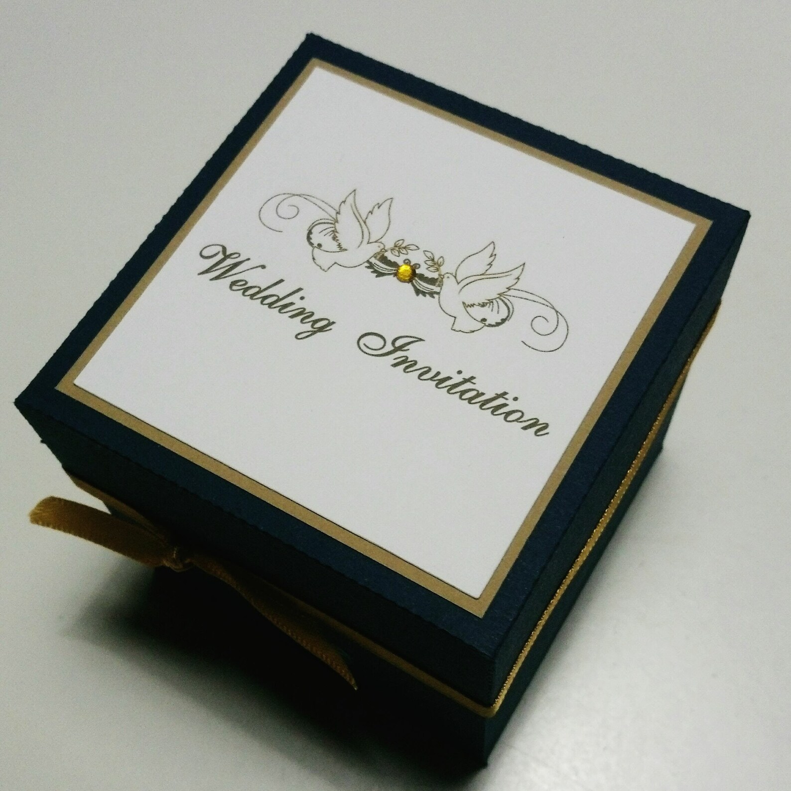 Navy Blue & Gold Exploding Wedding Invitation Boxes | Etsy