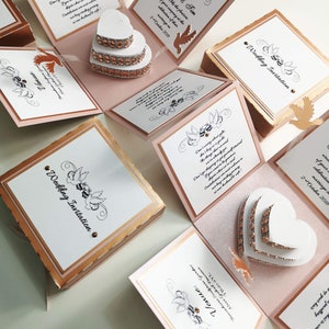 Blush Pink & Rose Gold Exploding Wedding Invitation Boxes - Luxury ...