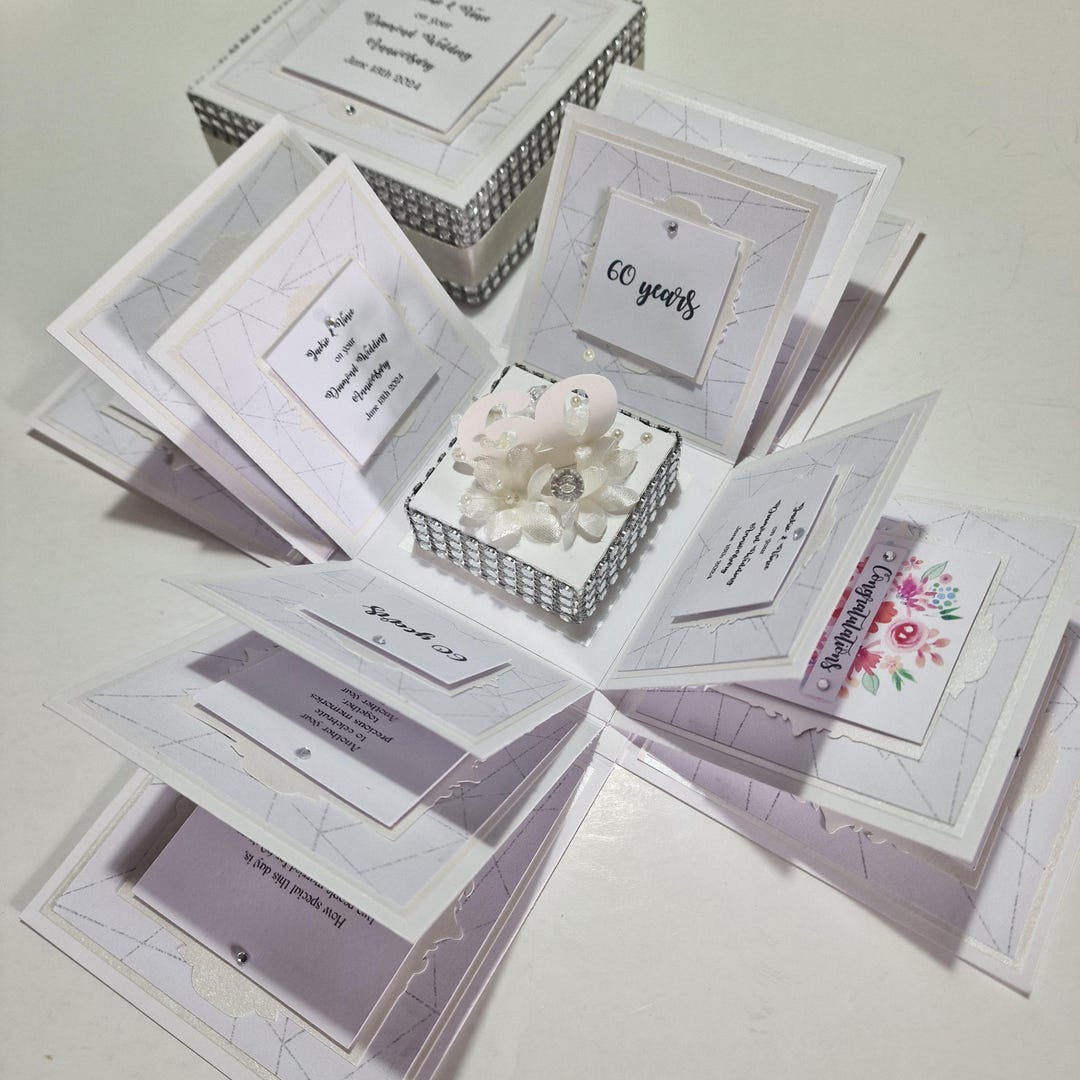 60th Diamond Anniversary Exploding Box Card: Personalized Keepsake Gift ...