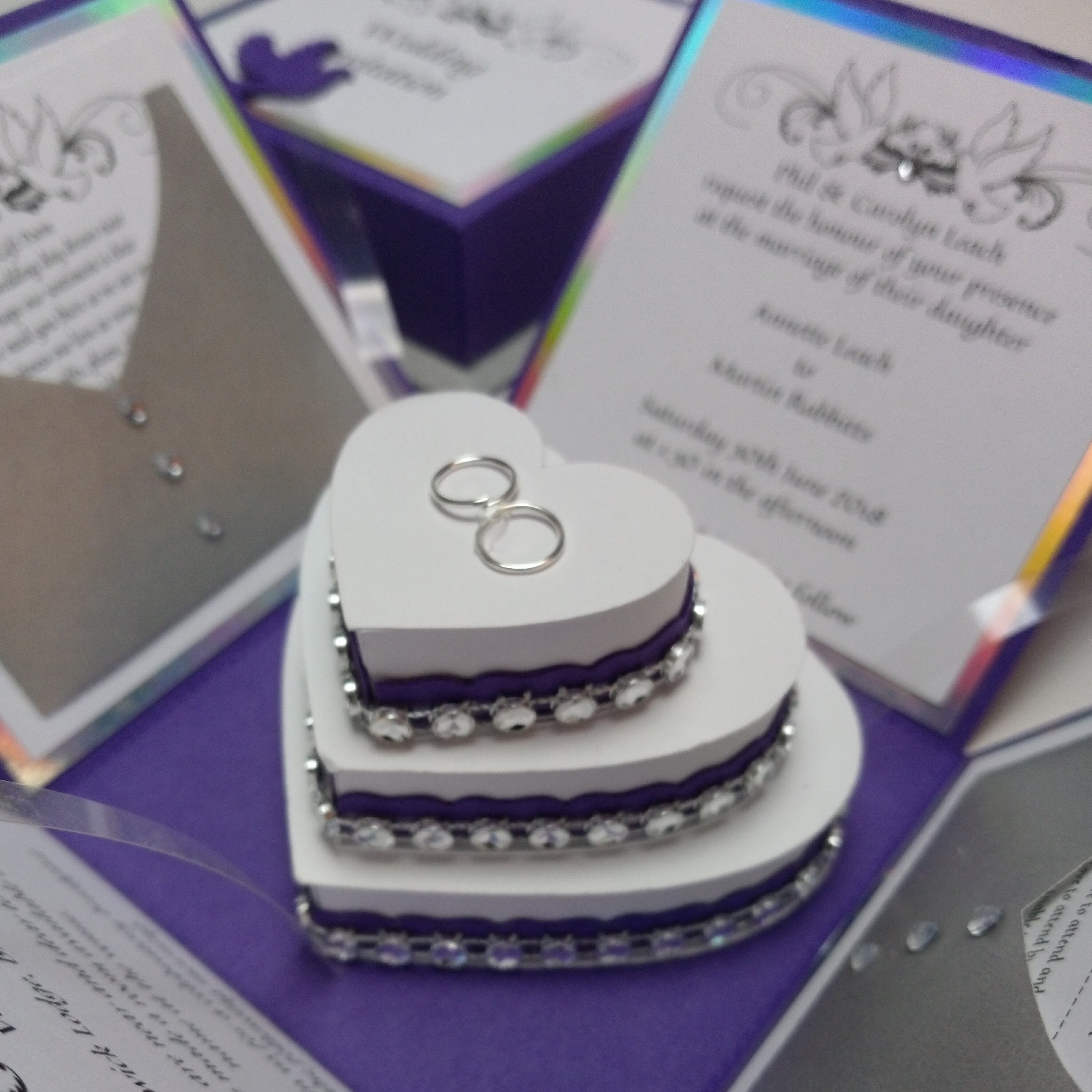Purple & Cream Exploding Wedding Invitation Boxes Luxury | Etsy UK