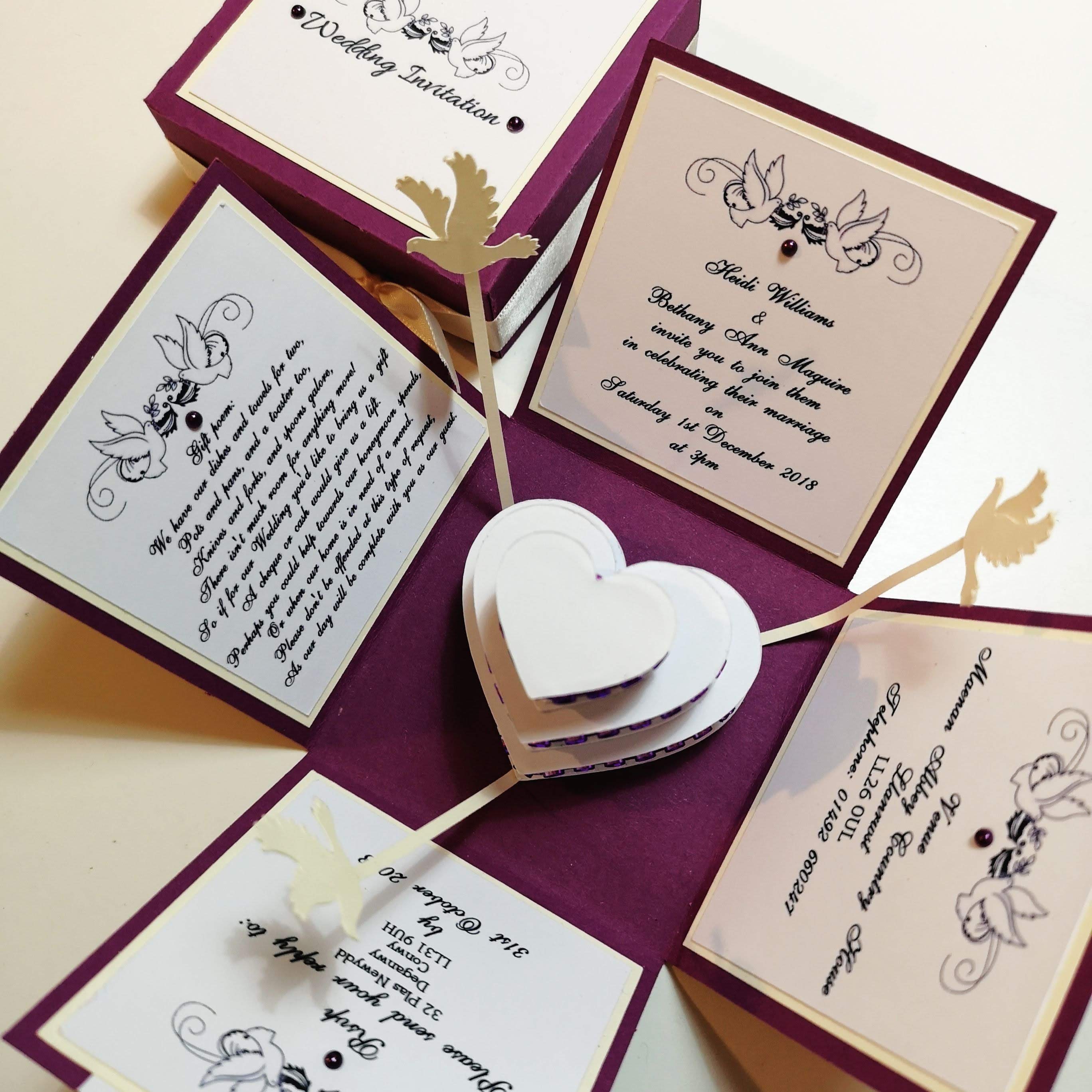 Purple & Cream Exploding Wedding Invitation Boxes Luxury | Etsy UK