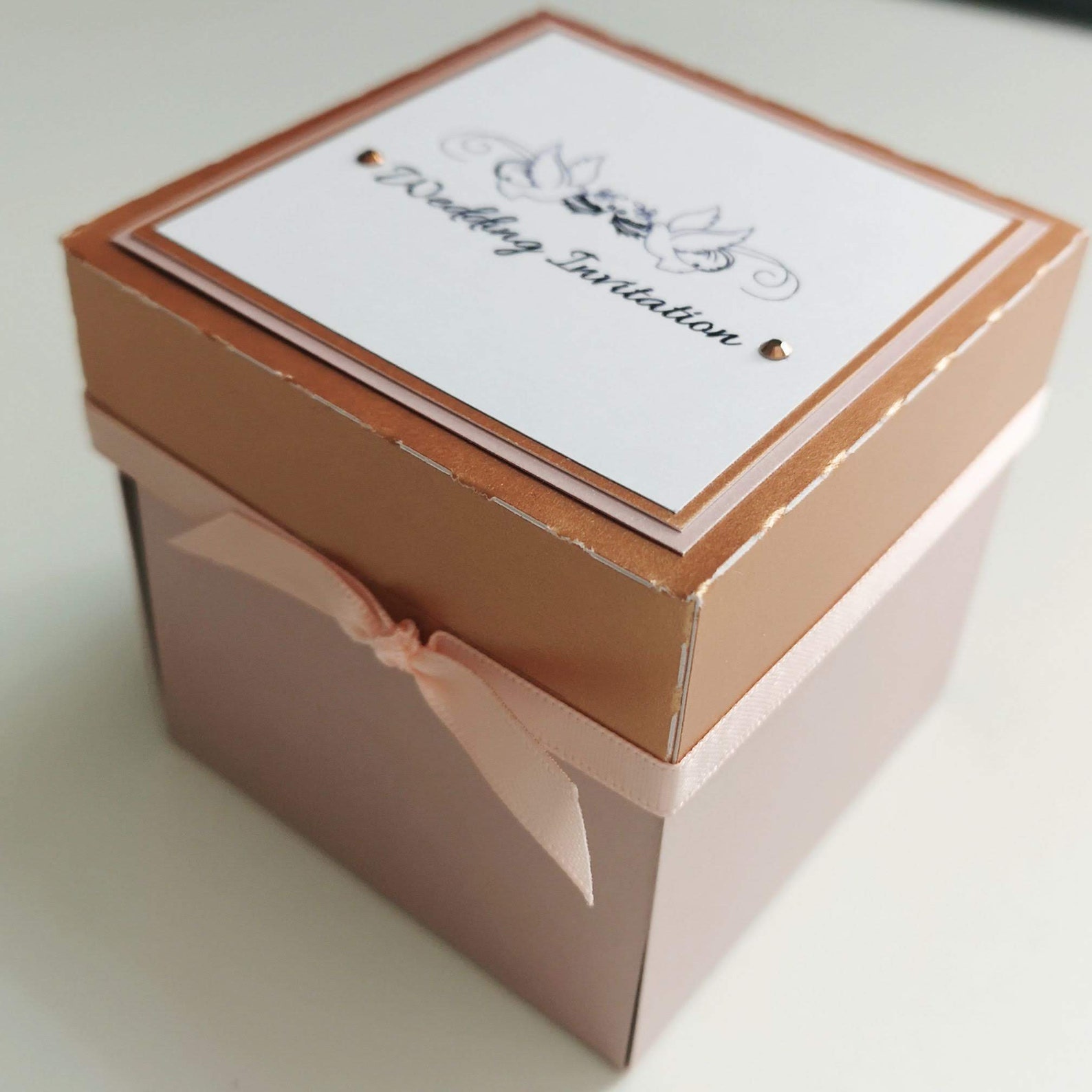 Blush Pink & Rose Gold Exploding Wedding Invitation Boxes - Etsy UK