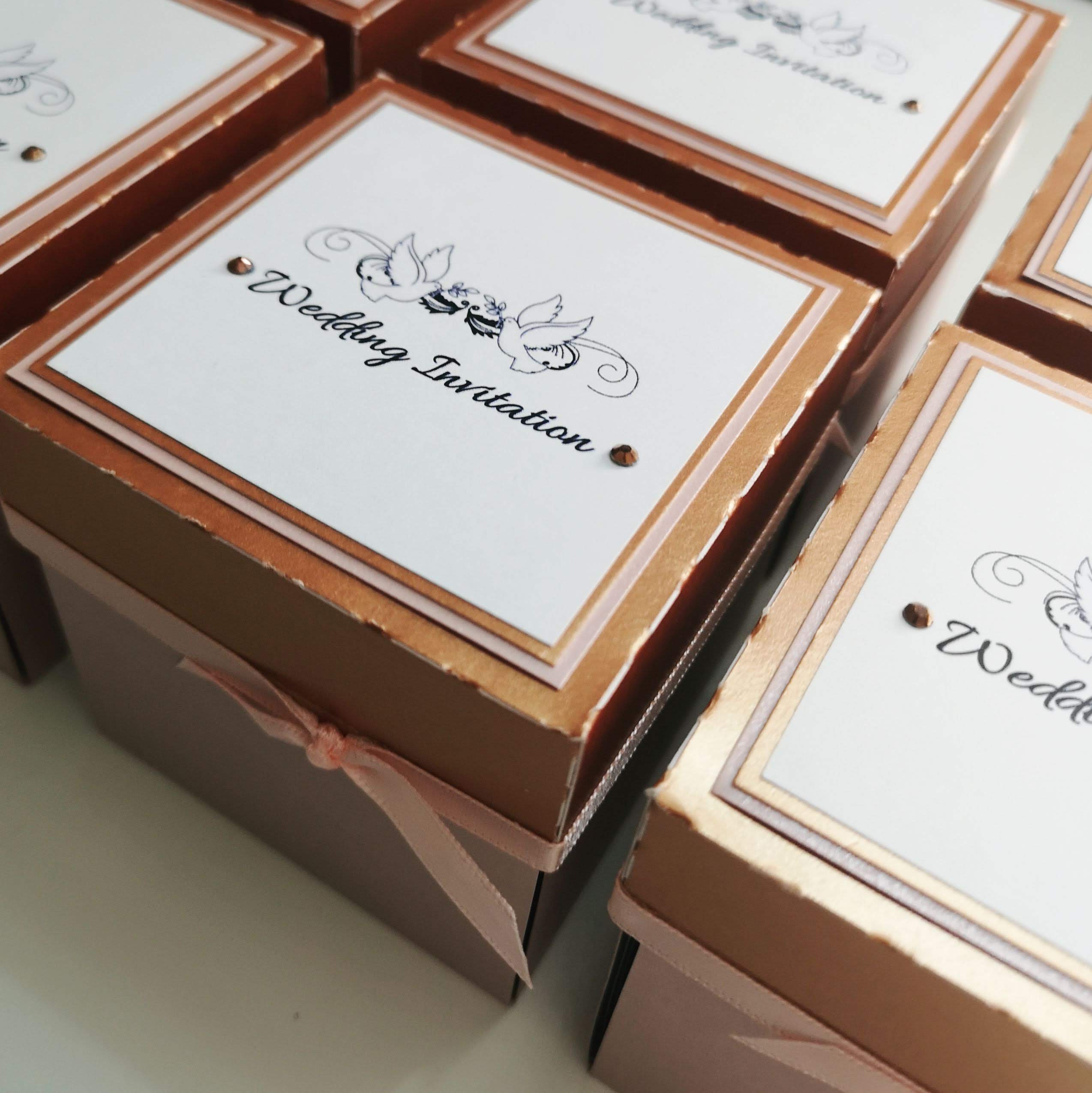 Blush Pink & Rose Gold Exploding Wedding Invitation Boxes - Etsy UK