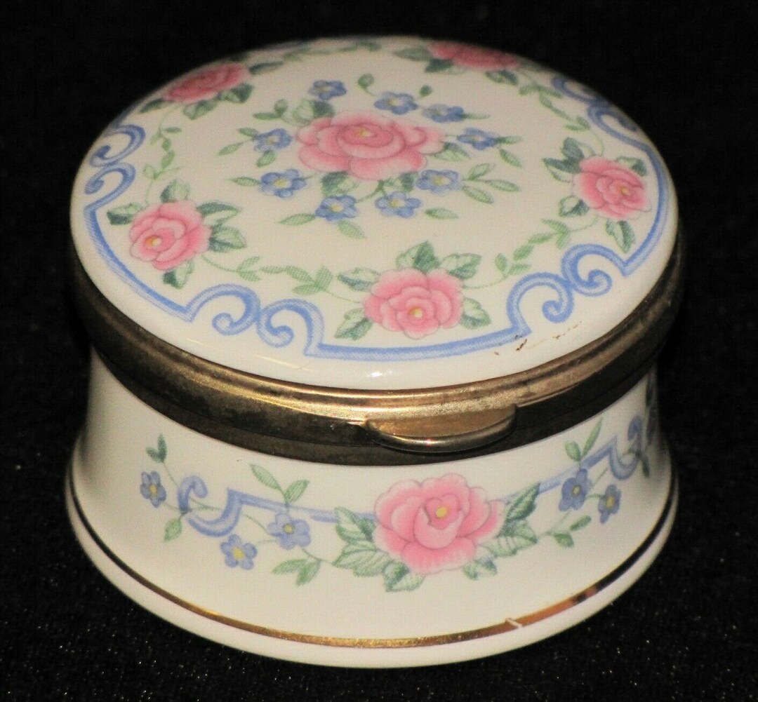 Falcon China Staffordshire England Hinged Trinket Box England - Etsy