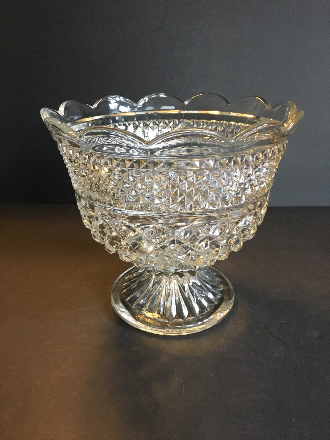 Anchor Hocking Wexford Diamond Pedestal Clear Pressed Glass Compote - Etsy