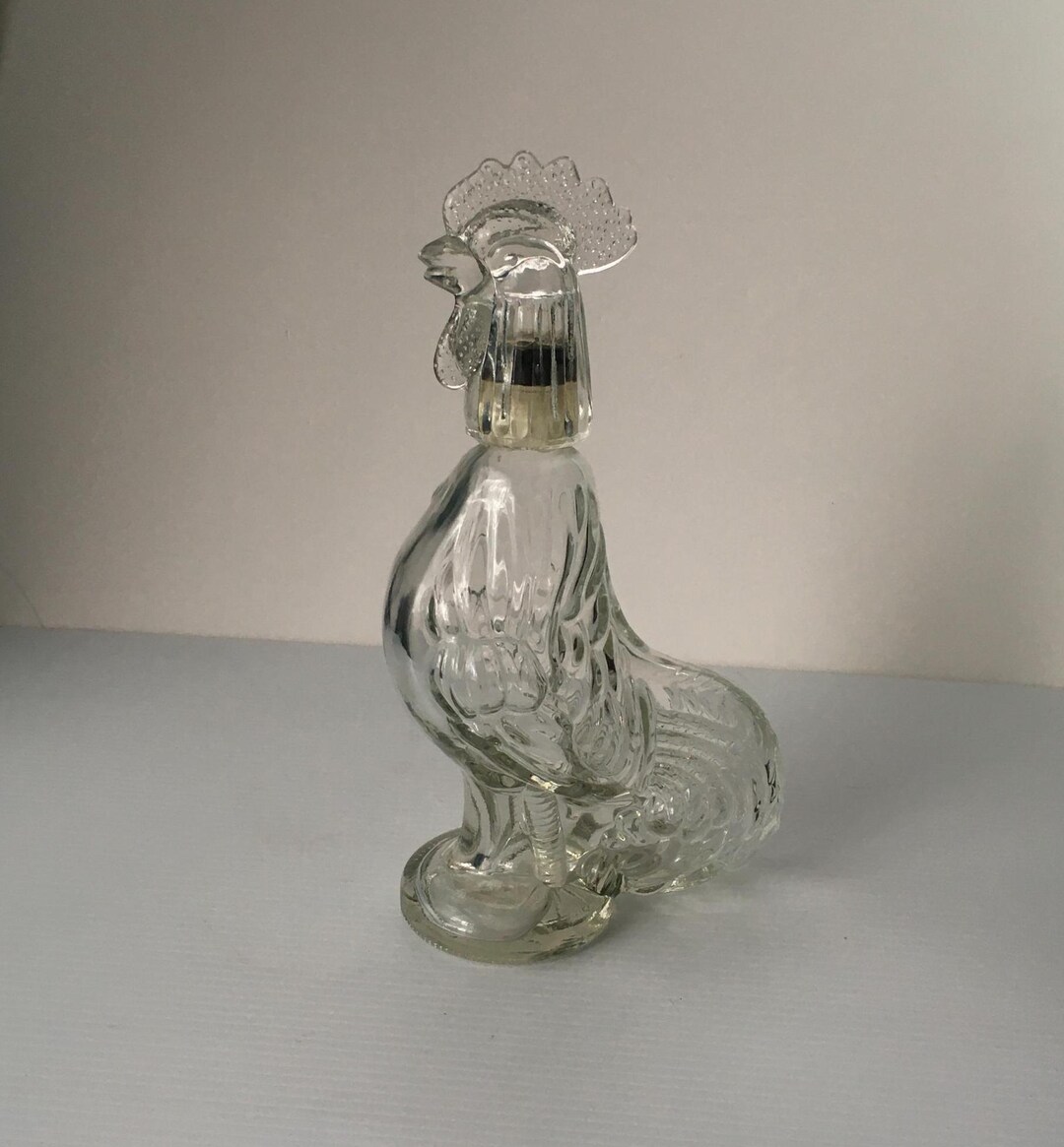 1960's Large Clear Glass Detailed Rooster Decanter - Etsy