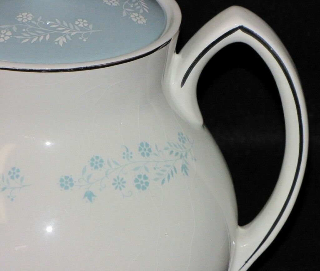 Vintage Grindley England Satin White & Blue Fleurette Porcelain China ...