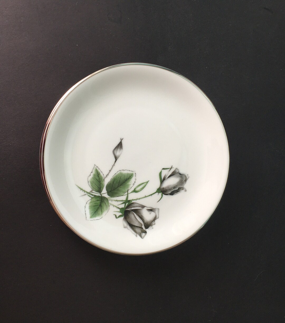 Set of 4 Bavarian Stonegate Germany Midnight Rose Design Side Plates ...