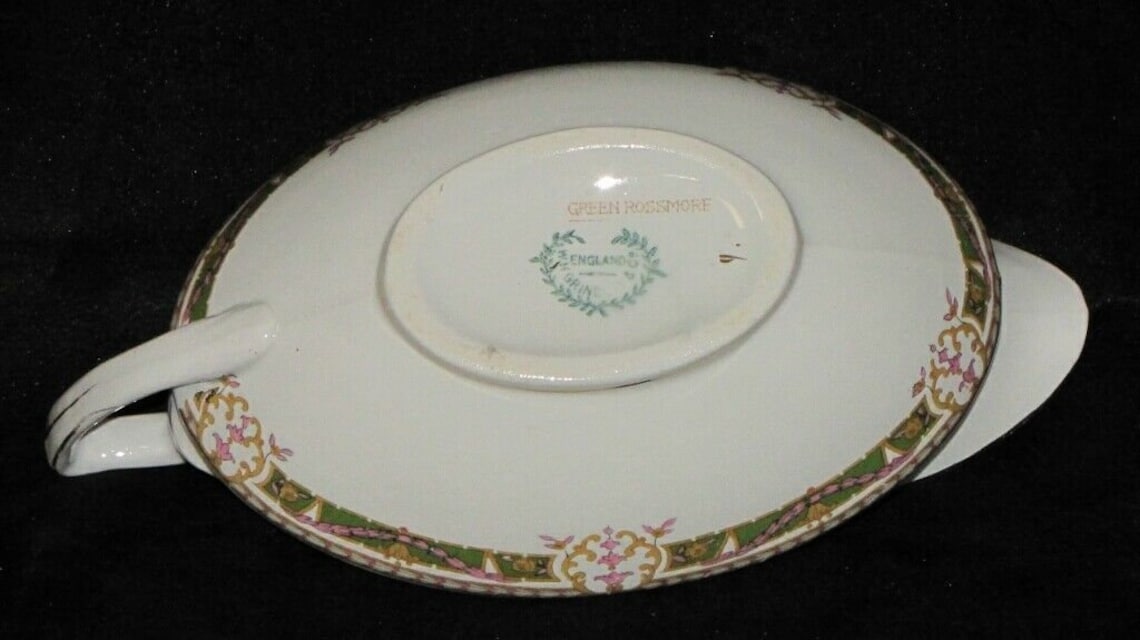 WH Grindley England China Porcelain Green Rossmore Gravy Boat | Etsy