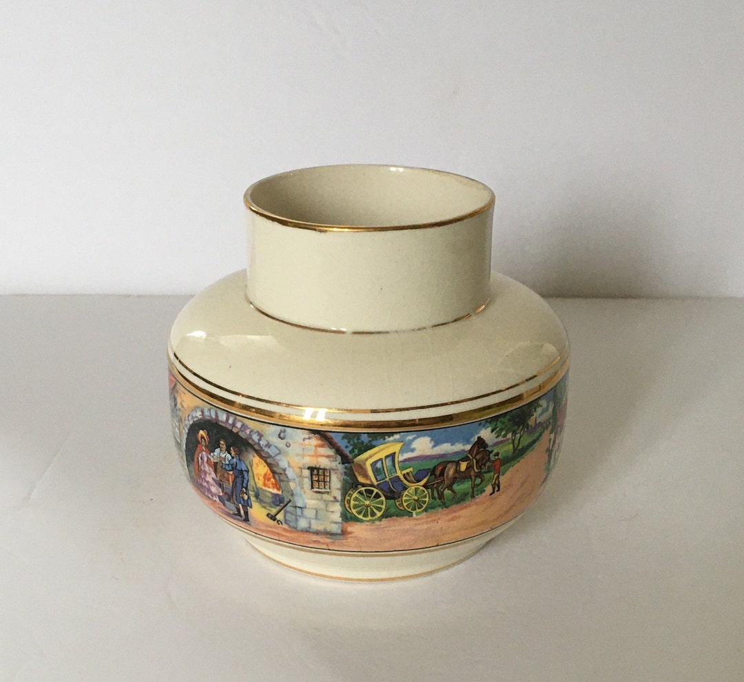 Vintage Falcon Ware England Pottery Country Village Scene Vase - Etsy UK