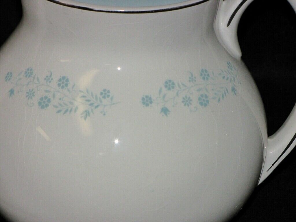 Vintage Grindley England Satin White & Blue Fleurette Porcelain China ...