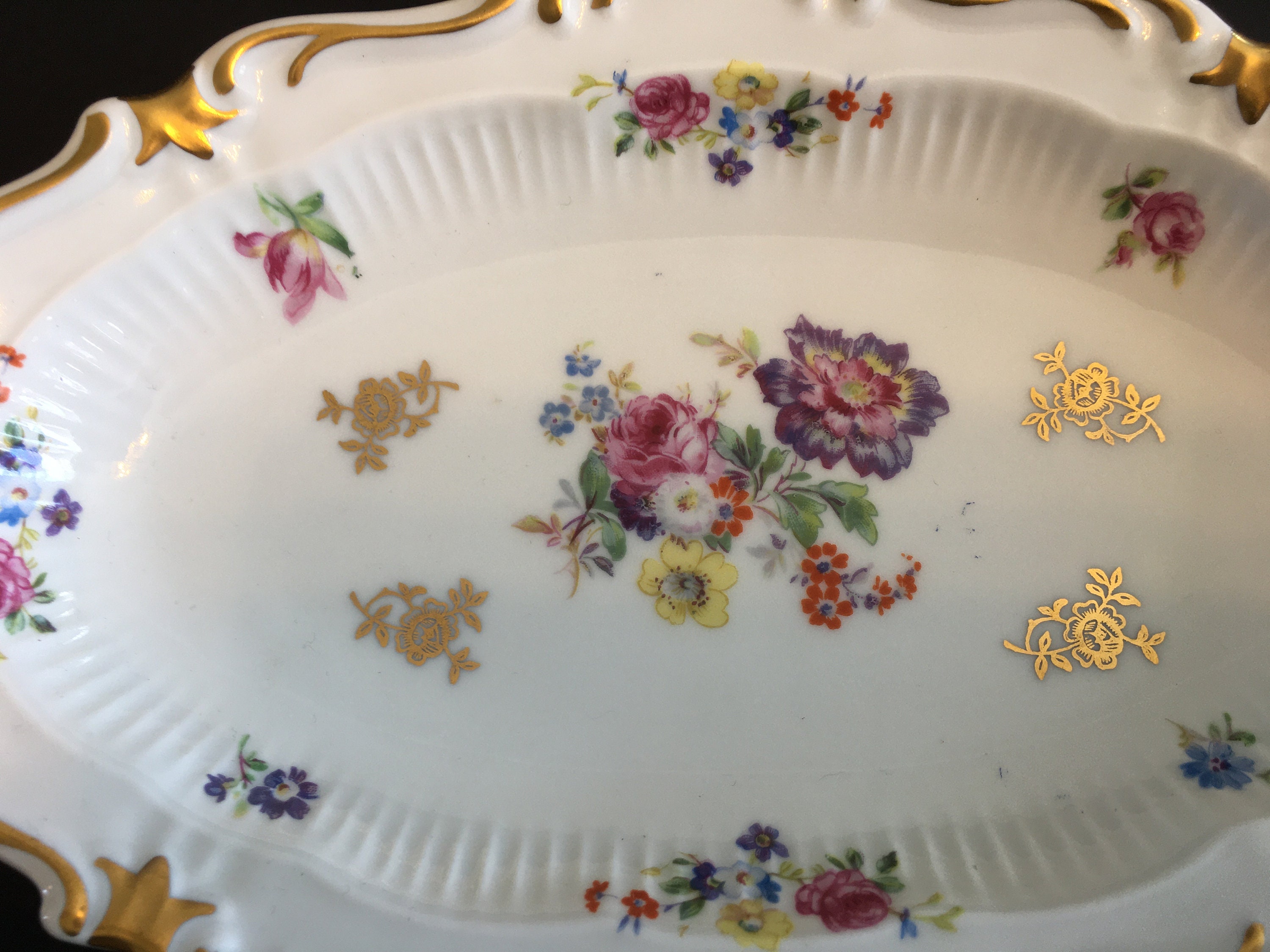 Vintage German White Porcelain With Florals and Gold Trimmed Serving ...