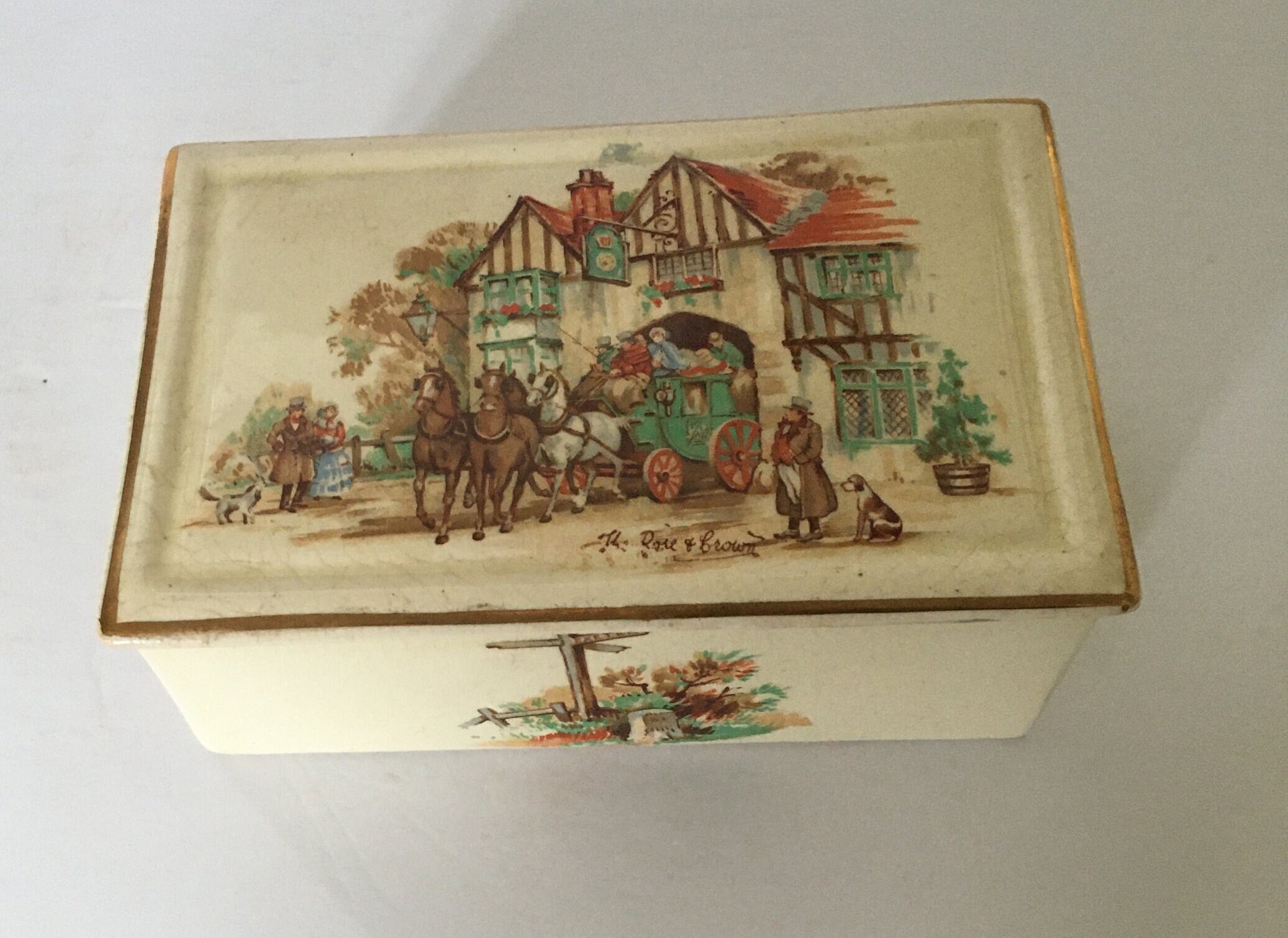 Lawrence Falcon Ware England Pottery Victorian Village Scene Trinket or ...