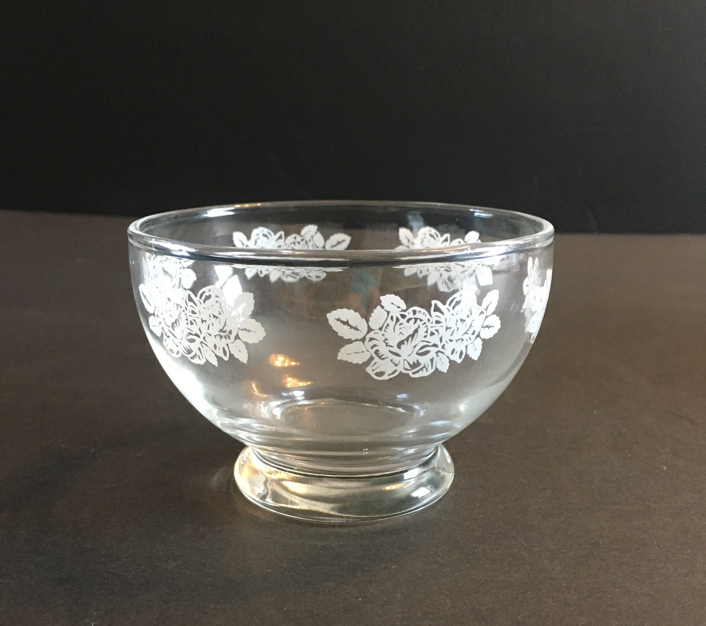 Vintage Set of 7 Dominion Desert Bowls With White Rose Design - Etsy